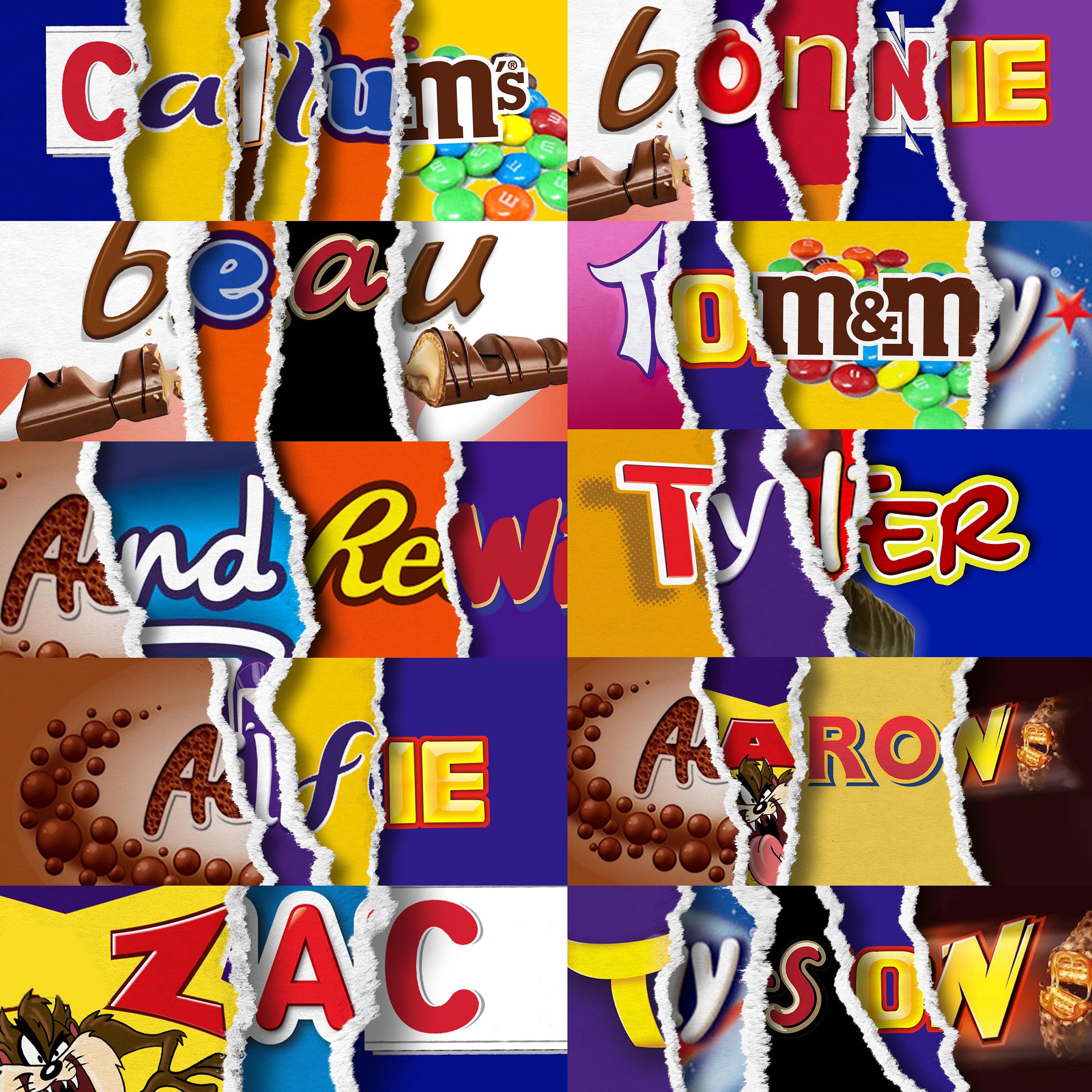 X30 personalised names pack 2 Printable Chocolate Bar Wrapper | Etsy