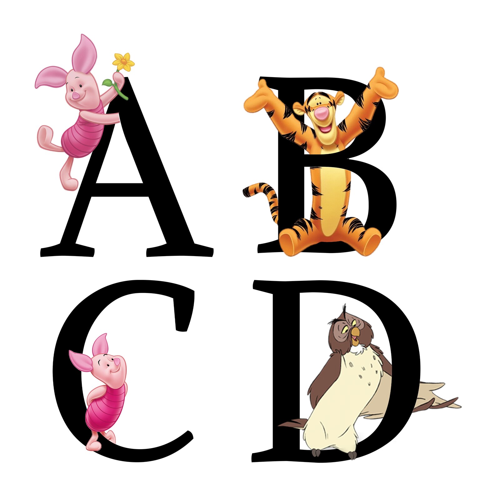 Winnie the Pooh Clipart Alphabet Digital Download PNG Free | Etsy