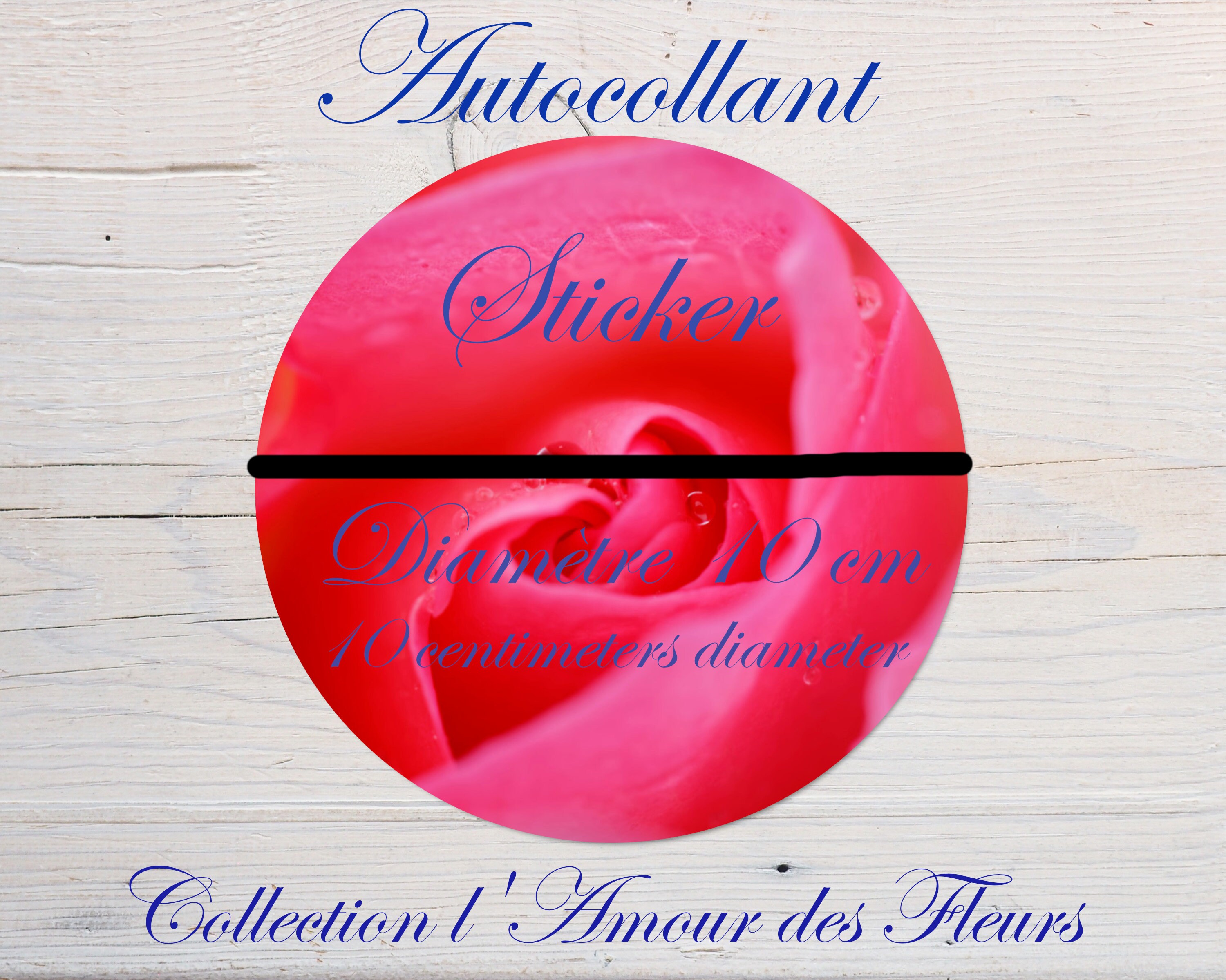 Autocollant Fleur Rose Rond Sticker Floral Rose Diamètre 10 - Etsy