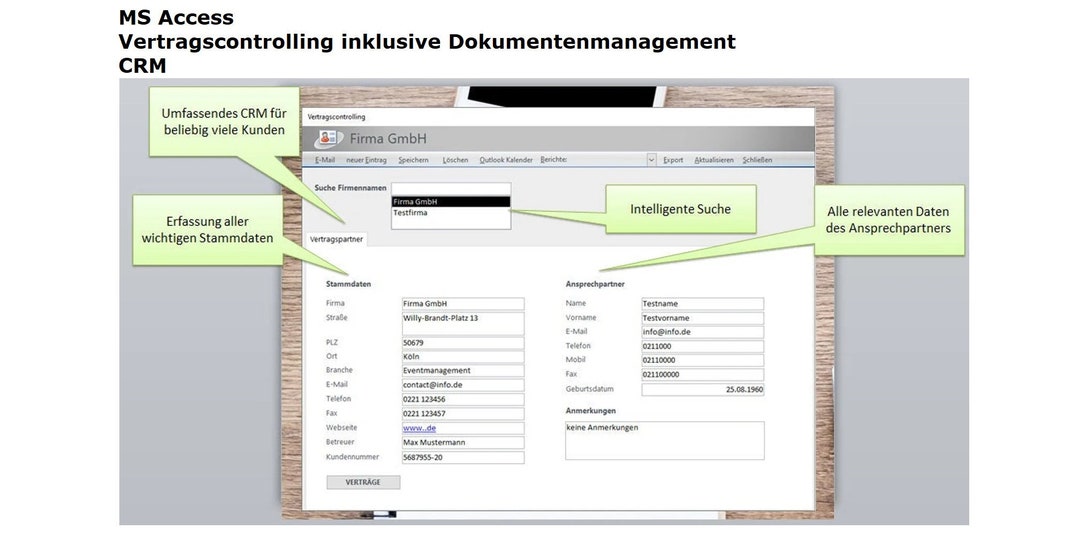 Access Database for Contracts, Contract Controlling Including Customer ...