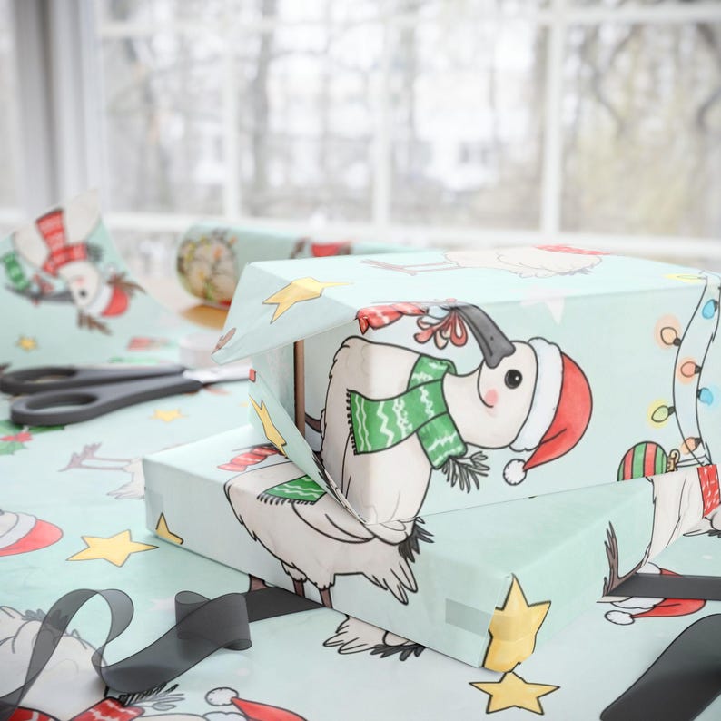 Christmas Chicken Bin Chicken Wrapping Paper, Holiday Bird Pattern ...