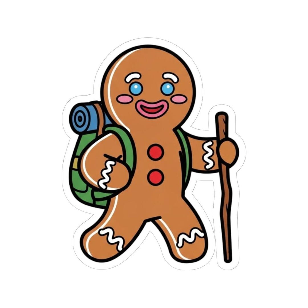 Gingerbread Man Hiking Sticker: Water Bottle, Laptop Decal - Etsy