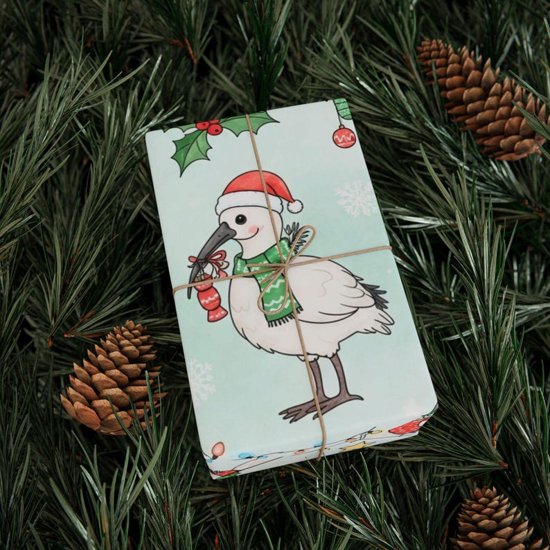 Christmas Chicken Bin Chicken Wrapping Paper, Holiday Bird Pattern ...