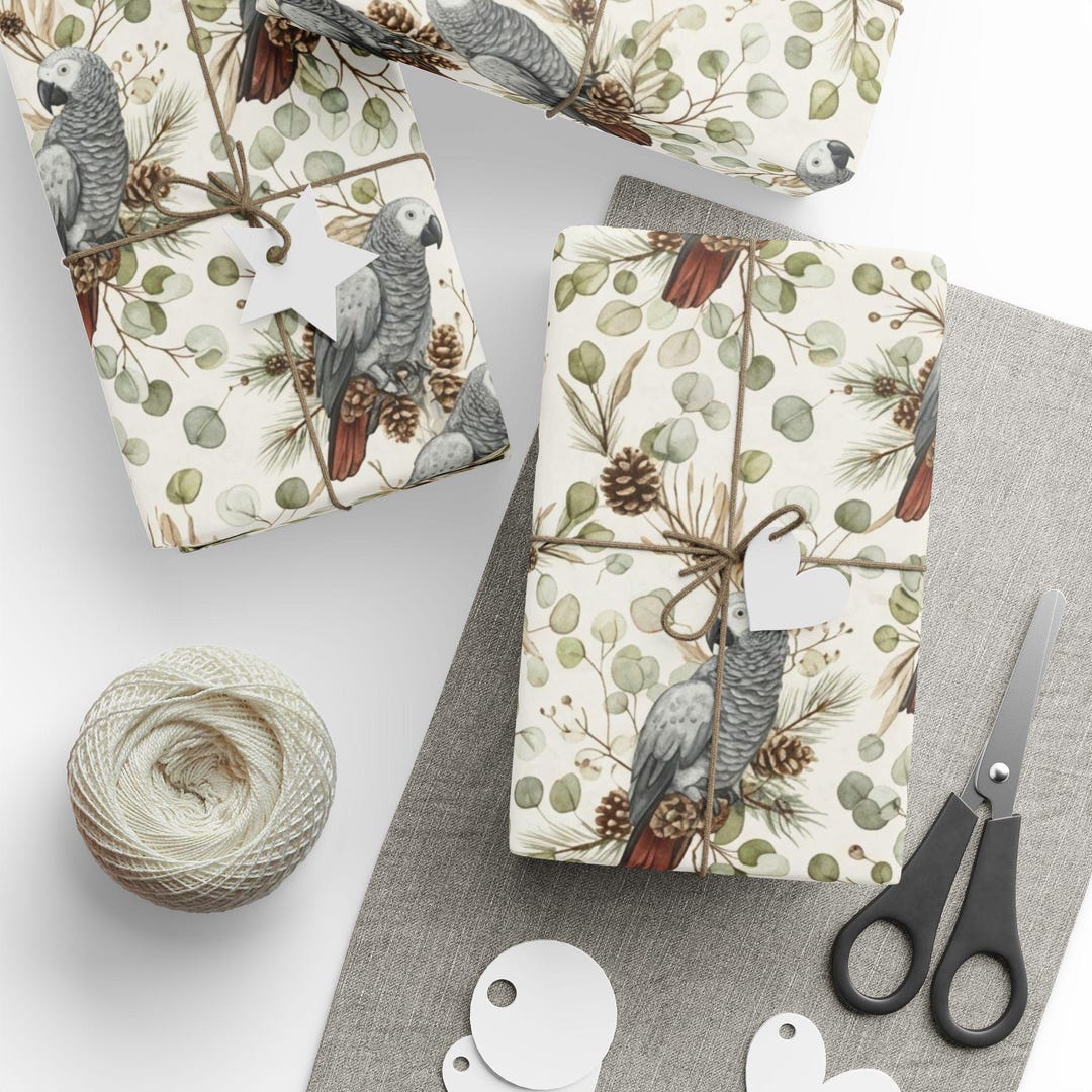 Birds and Pinecones Gift Wrap, Woodland Holiday Wrapping Paper - Etsy