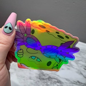 Sassy Spongebob Holographic Sticker, Weatherproof - Etsy