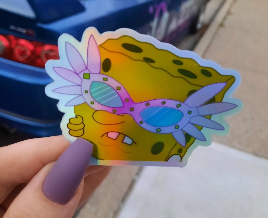 Sassy Spongebob Holographic Sticker, Weatherproof - Etsy