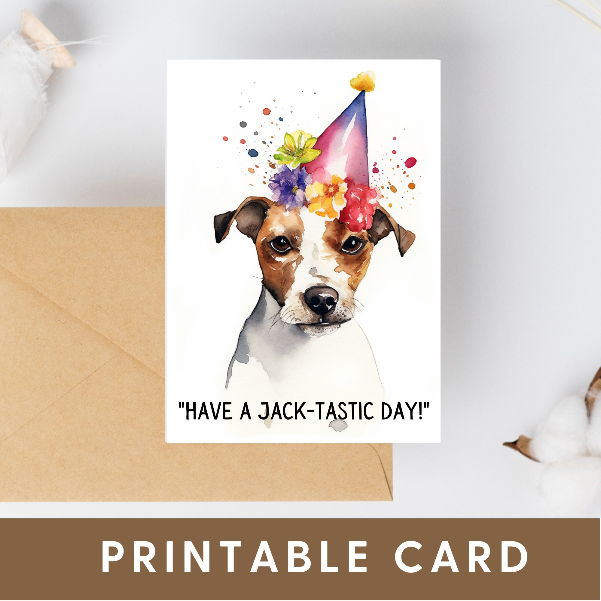 Jack Russell Greeting Card Instant Digital Download Printable Birthday ...