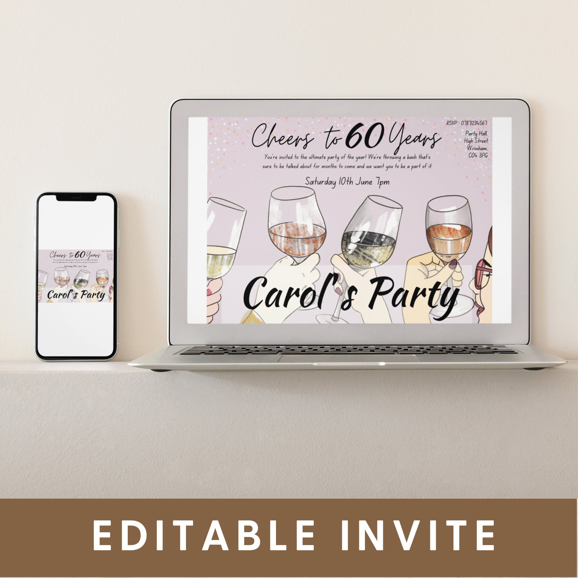 Editable Cheers to Birthday Party Invitation, Printable Birthday Invite ...