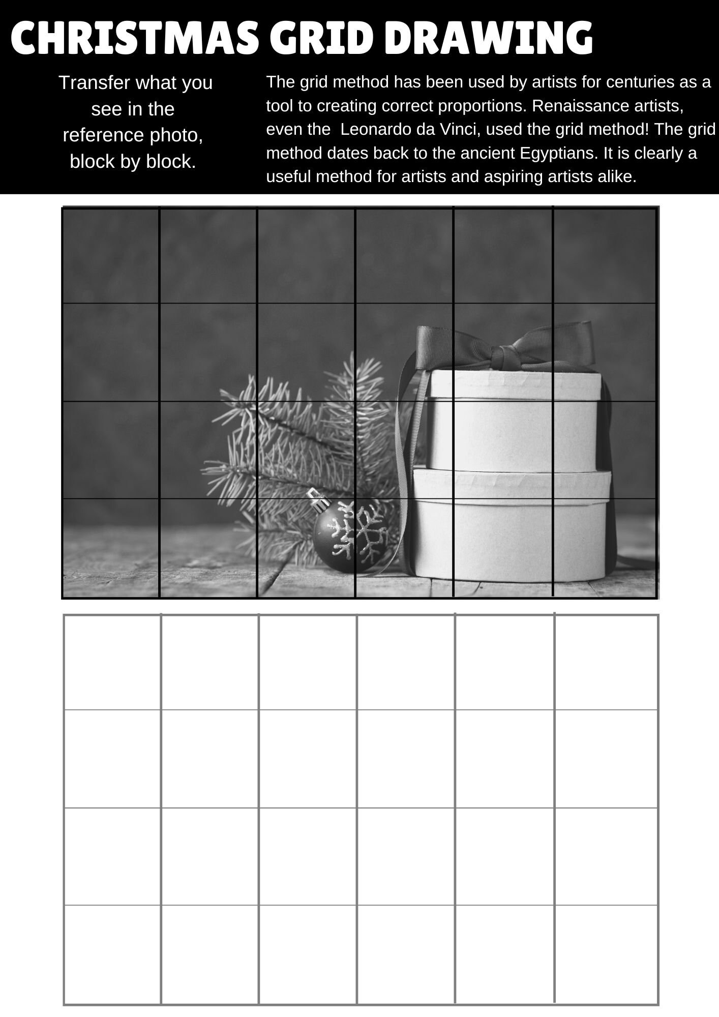 Christmas Grid Drawing Printable Art Worksheets Activity - Etsy Australia