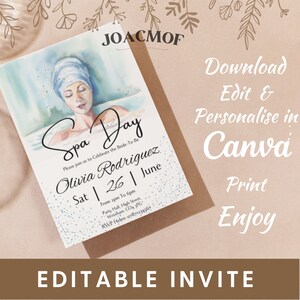 Spa Day Editable Invitation Instant Download Spa Day Party Printable ...