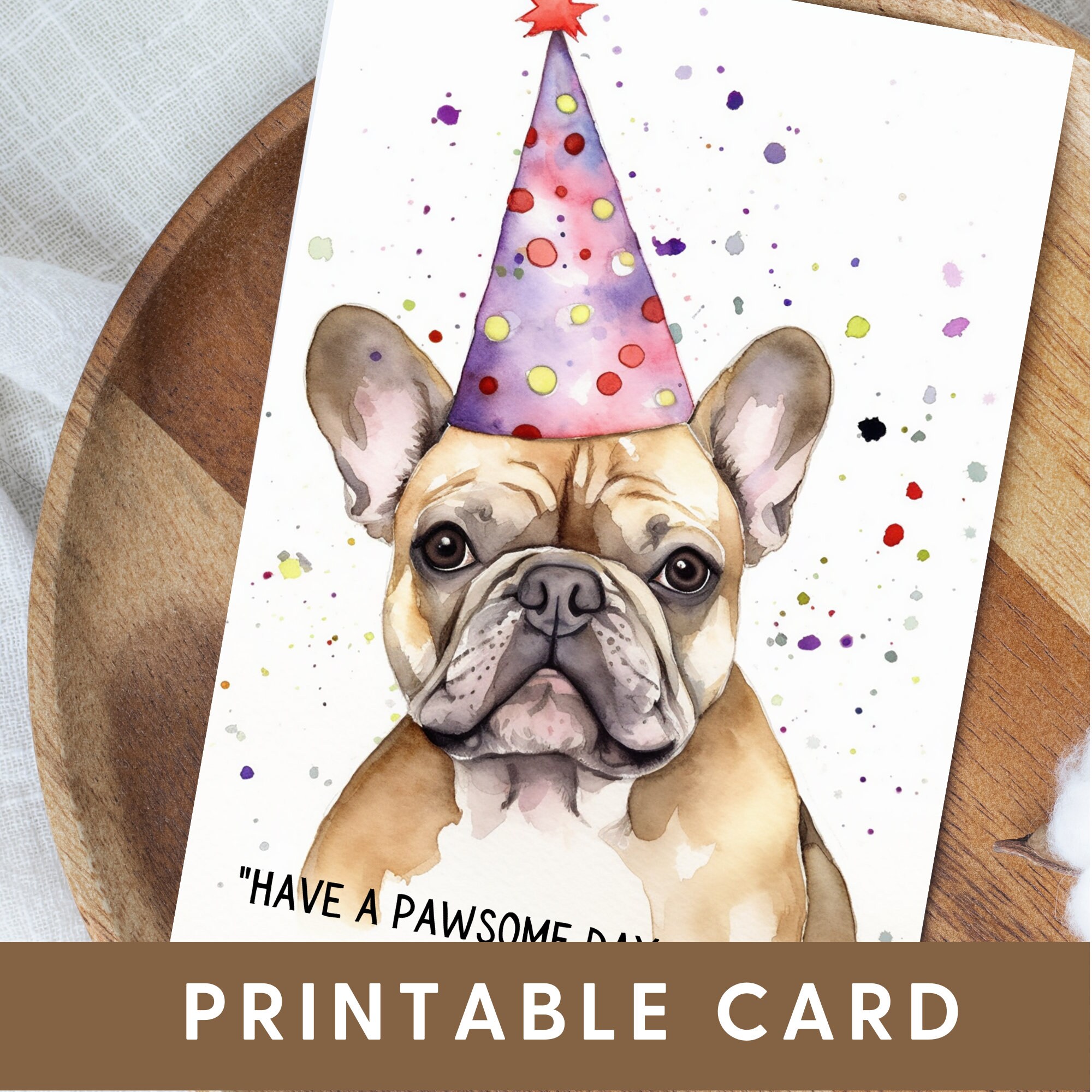 French Bulldog Greeting Card Instant Digital Download Printable ...