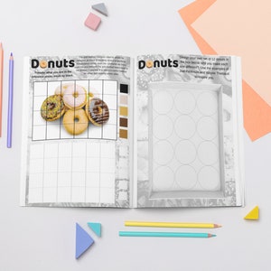 Printable Art Worksheets Activity, Donuts, Drawing Practice, Colouring ...