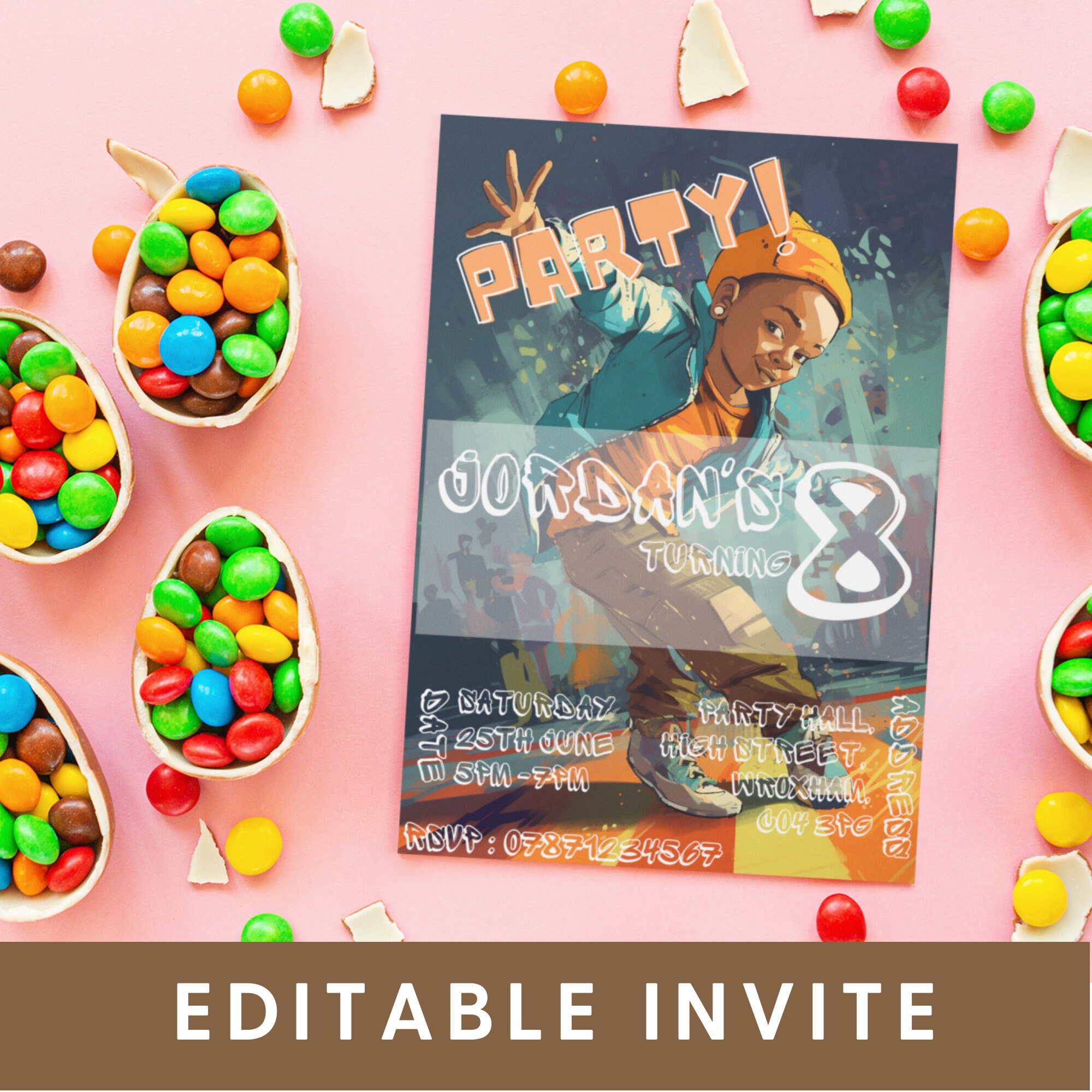 Editable Street Dance Birthday Party Invitation, Printable Boys ...