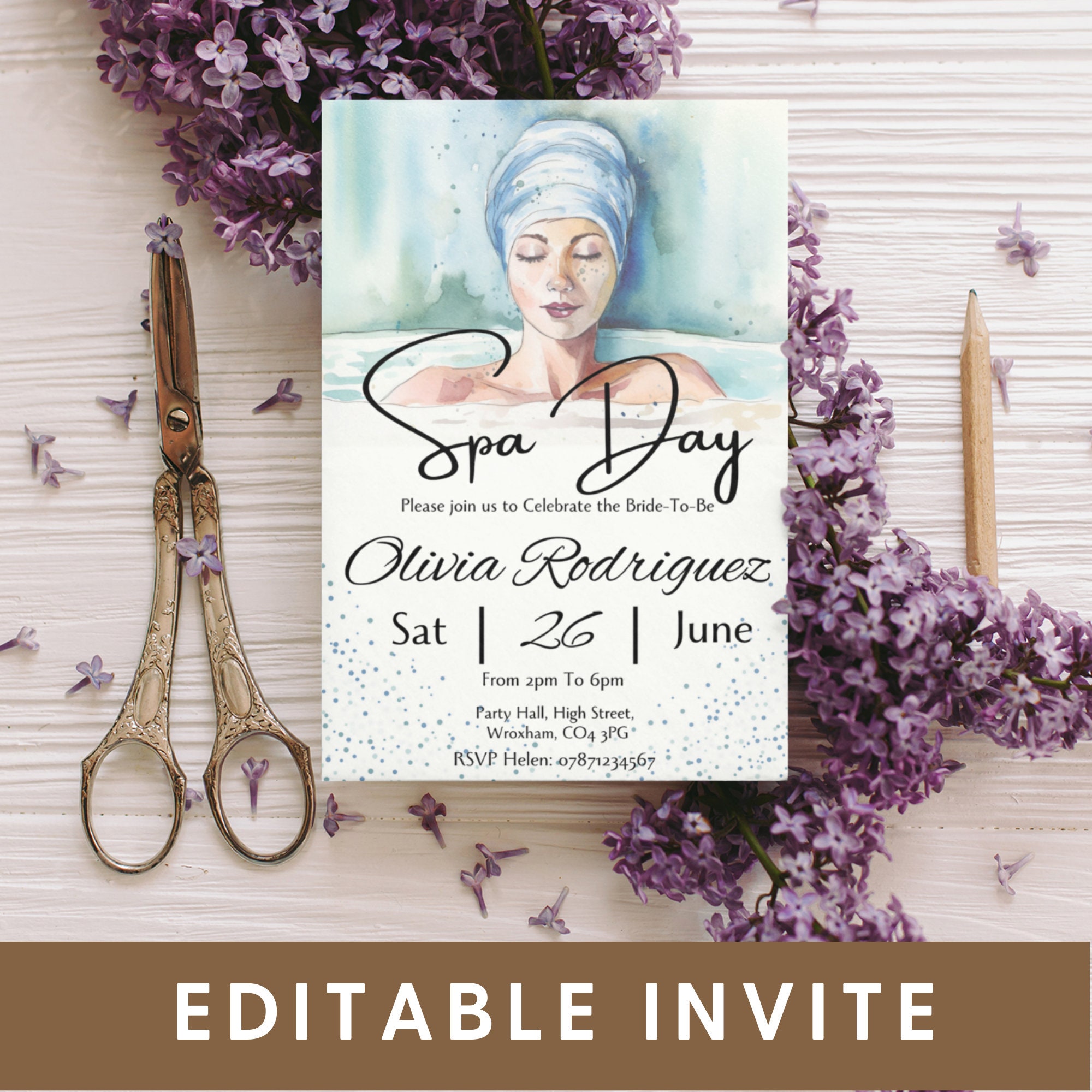 Spa Day Editable Invitation Instant Download Spa Day Party Printable ...