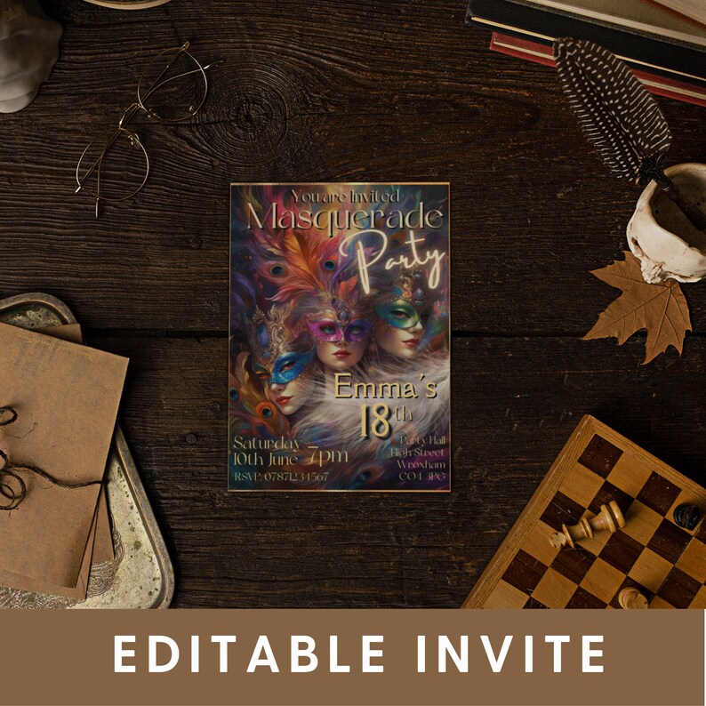 Masquerade Ball Editable Invitation Instant Download Masquerade Party ...