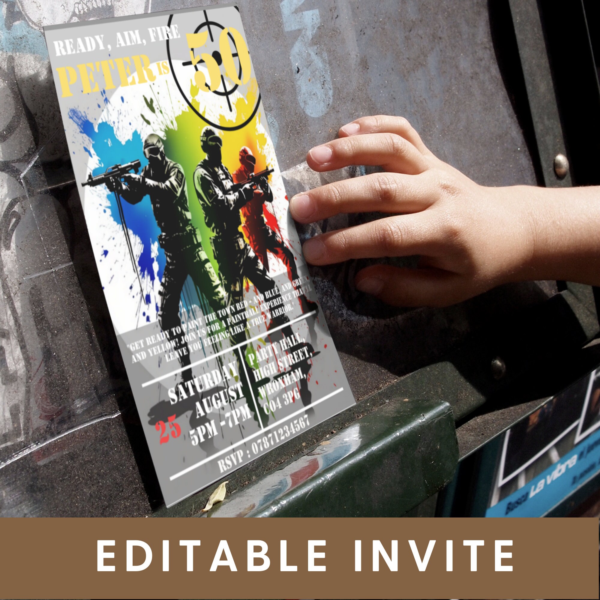 Paintball Editable Invitation Instant Download Paintball Party ...