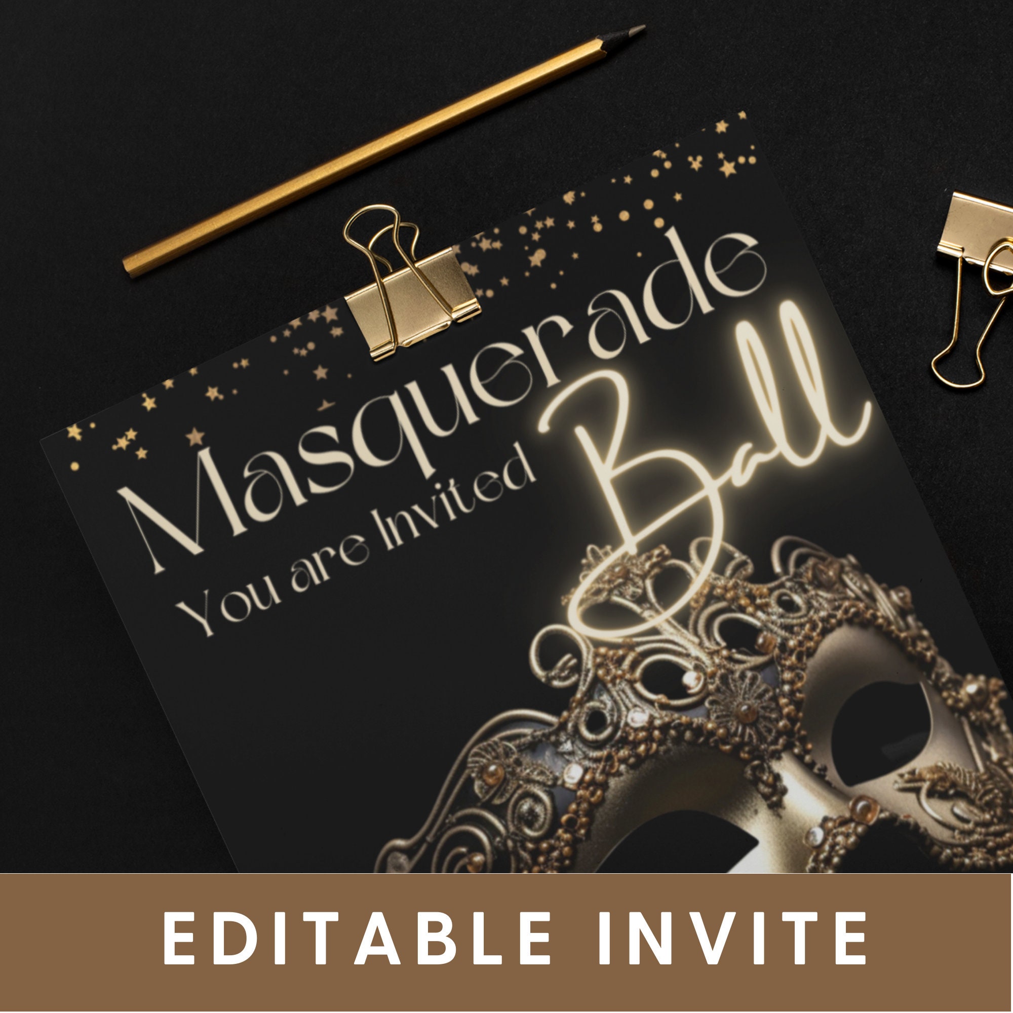 Masquerade Ball Editable Invitation Instant Download Masquerade Party ...