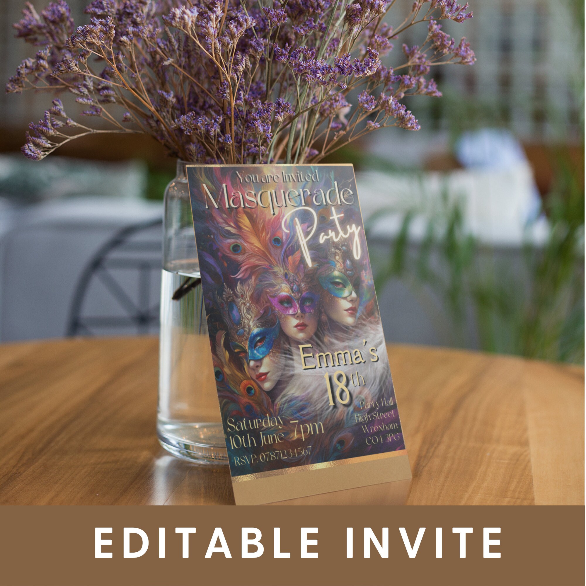 Masquerade Ball Editable Invitation Instant Download Masquerade Party ...