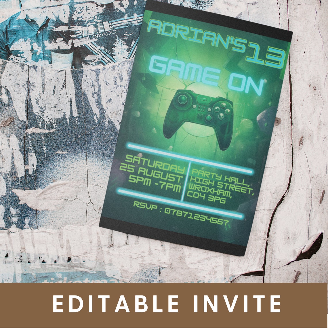 Gamer Party Editable Invitation Instant Download Gaming Party Printable ...