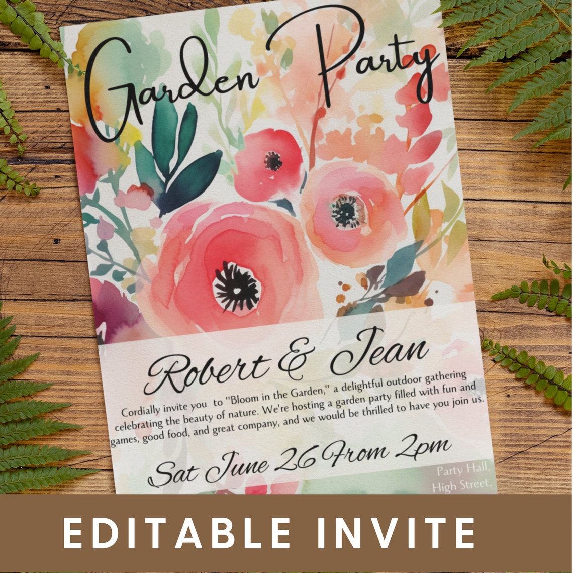 Garden Party Editable Invitation Instant Download Garden Party ...