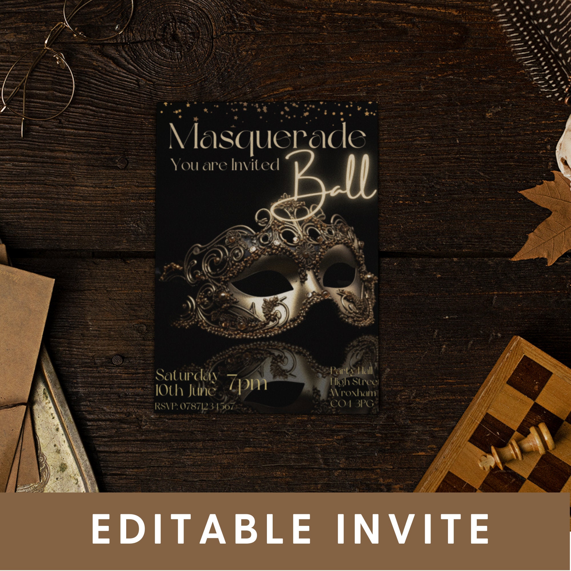 Masquerade Ball Editable Invitation Instant Download Masquerade Party ...