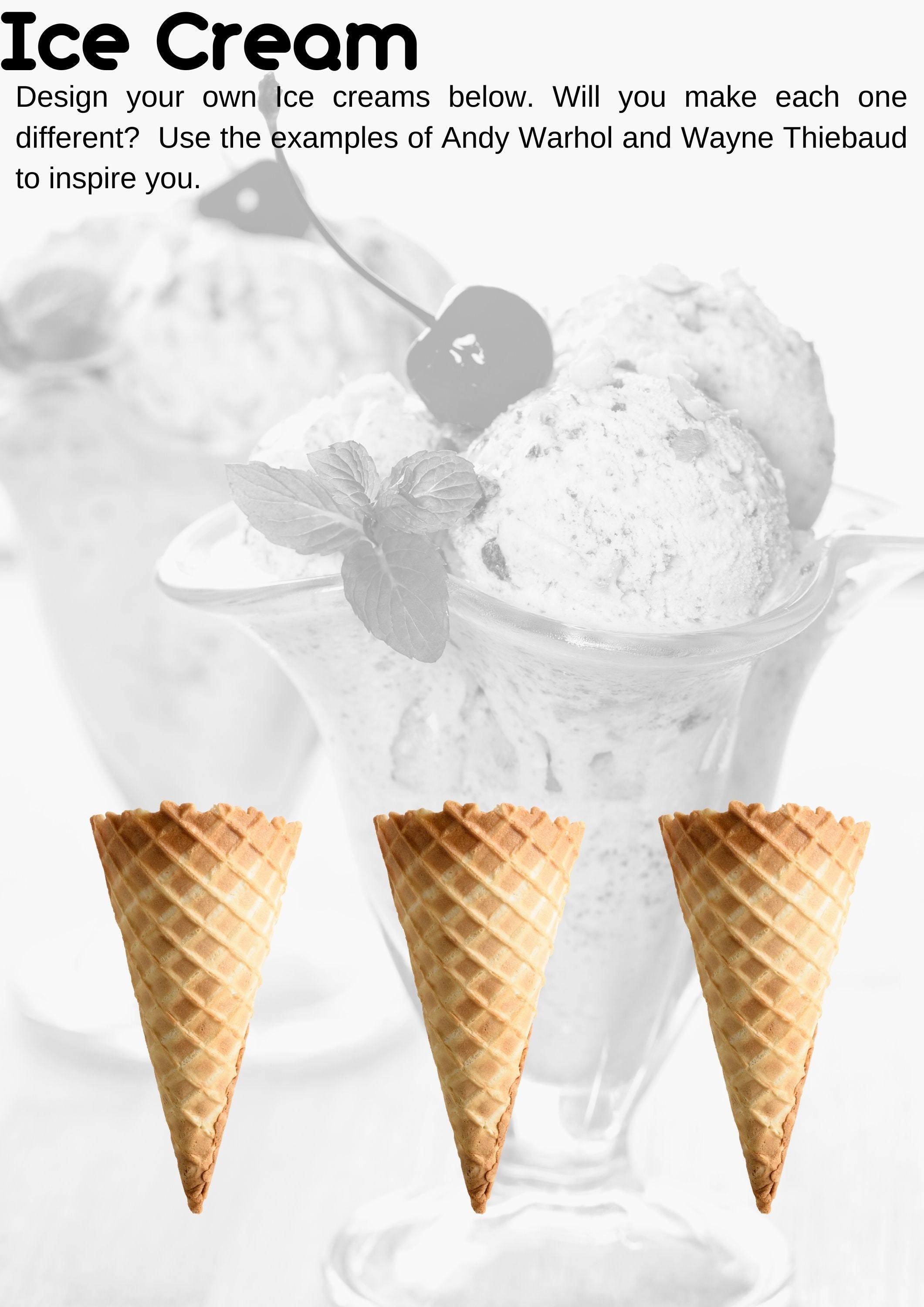 Printable Art Worksheets Activity, Ice Cream, Drawing Practice ...