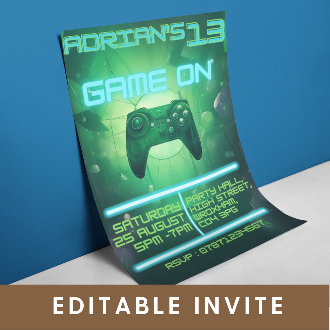 Gamer Party Editable Invitation Instant Download Gaming Party Printable ...