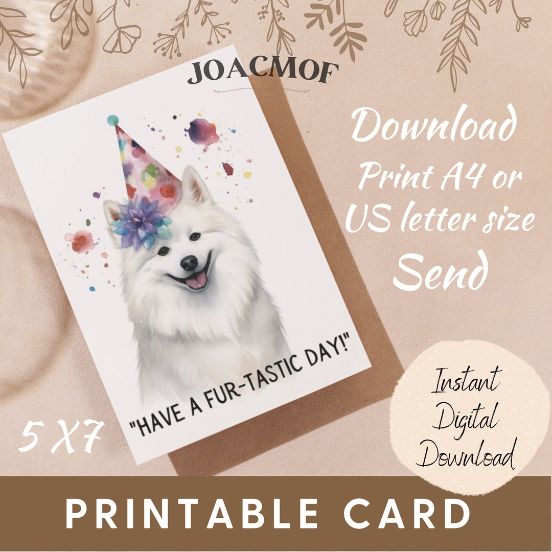Japanese Spitz Greeting Card Instant Digital Download Printable ...