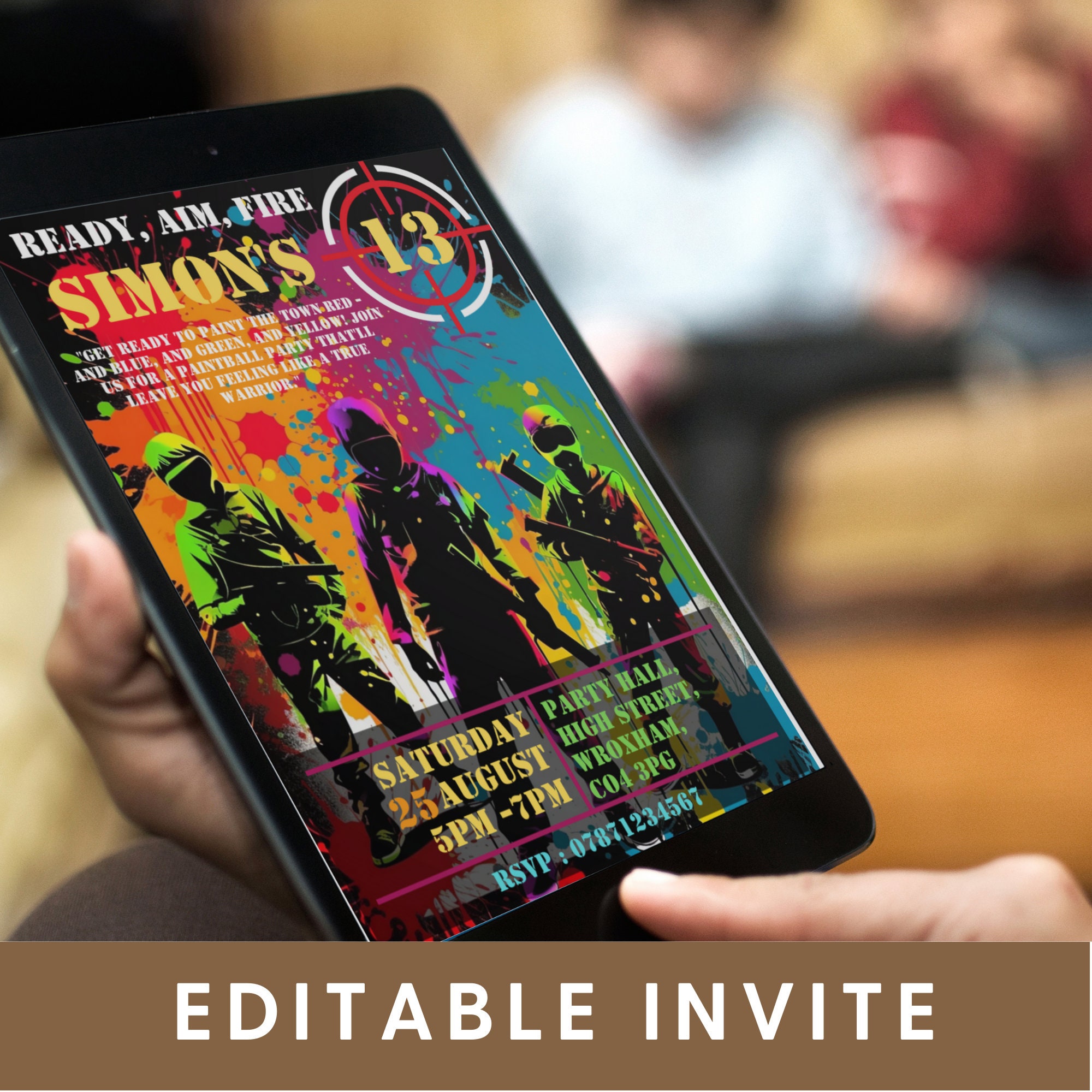 Paintball Editable Invitation Instant Download Paintball Party ...