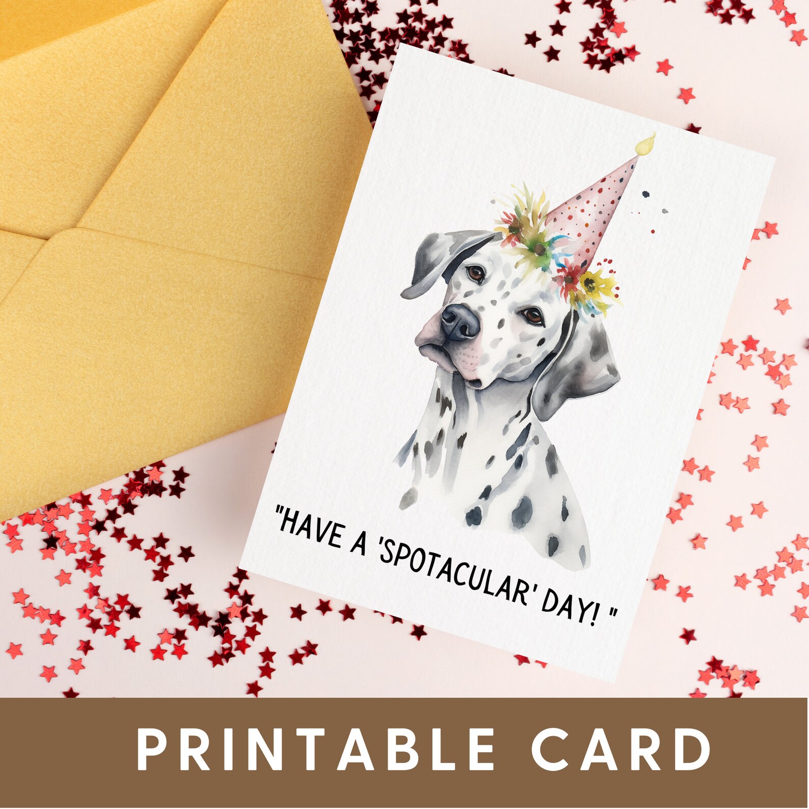Dalmatian Greeting Card Instant Digital Download Printable Birthday ...