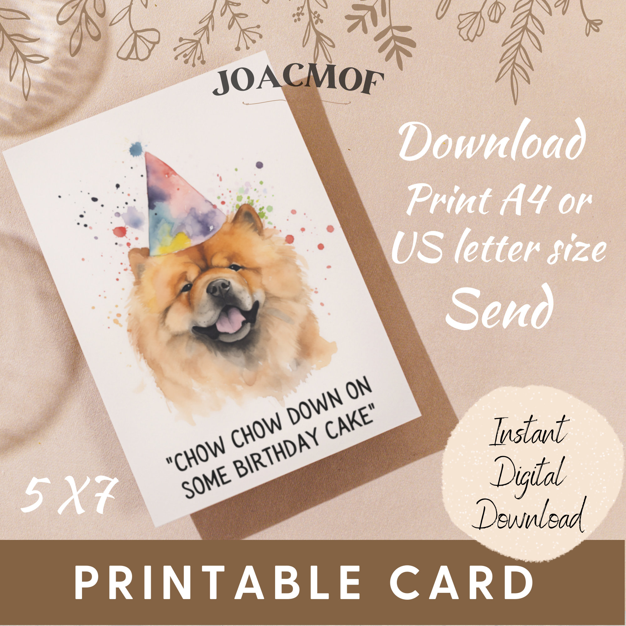Chow Chow Greeting Card Instant Digital Download Printable Birthday ...