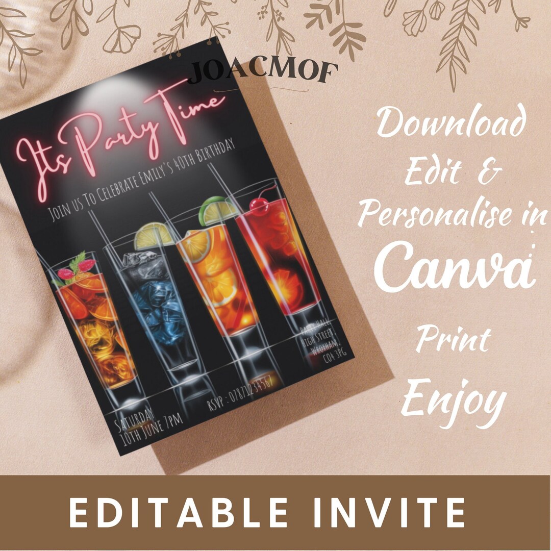 Its Party Time Editable Invitation Instant Download Cocktail Party ...
