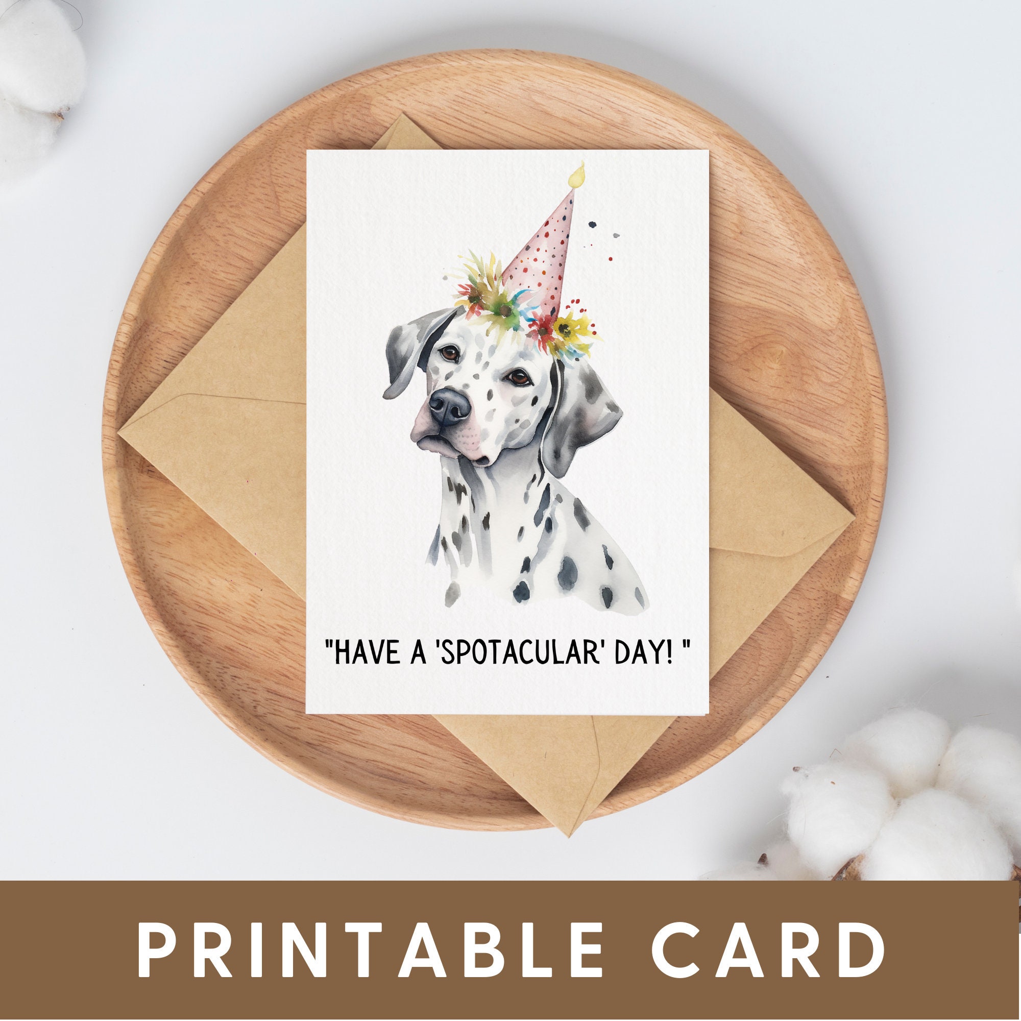 Dalmatian Greeting Card Instant Digital Download Printable Birthday ...