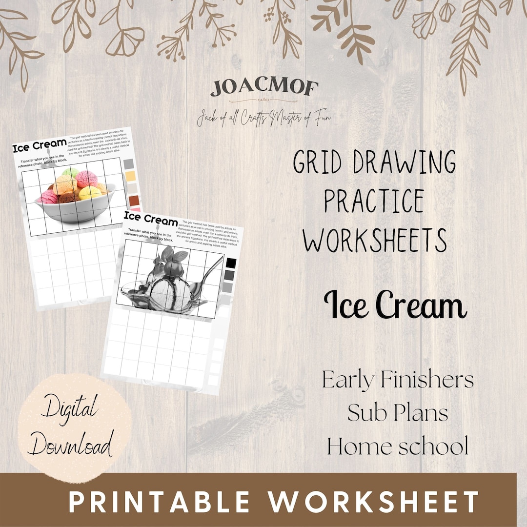 Printable Art Worksheets Activity, Ice Cream, Drawing Practice ...