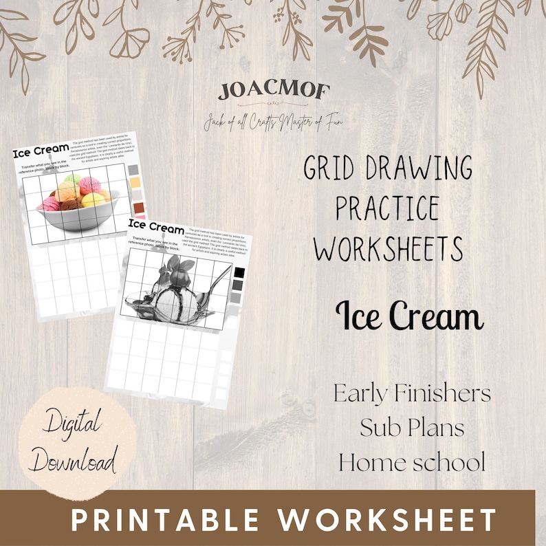 Printable Art Worksheets Activity, Ice Cream, Drawing Practice ...