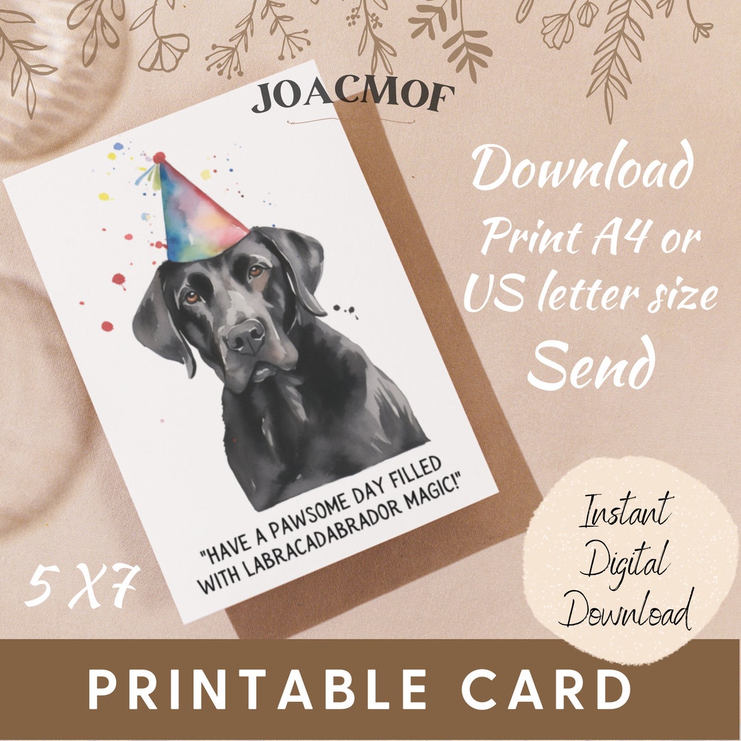 Black Labrador Greeting Card Instant Digital Download Printable ...