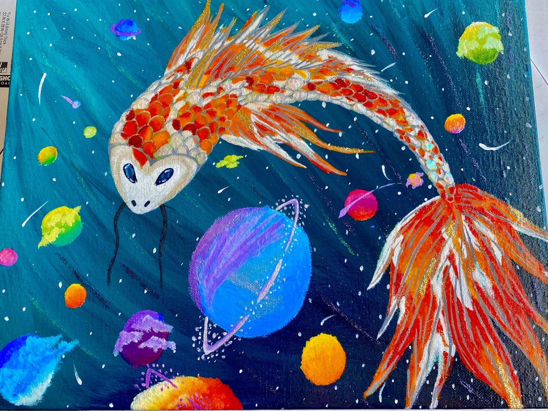 Koi of Life Acrylic Painting, Celestial Koi, ATLA Inspired, Space Koi ...