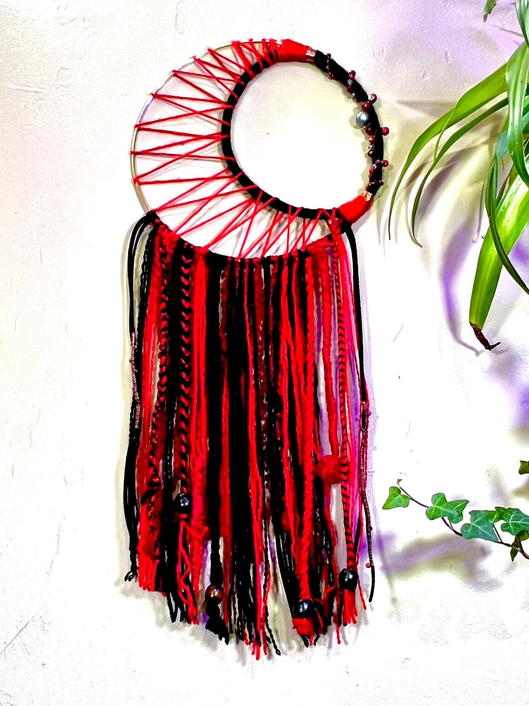 Crescent Moon Macrame Hoop Wreath | Macrame Hoop Wall Hanging | Macrame ...