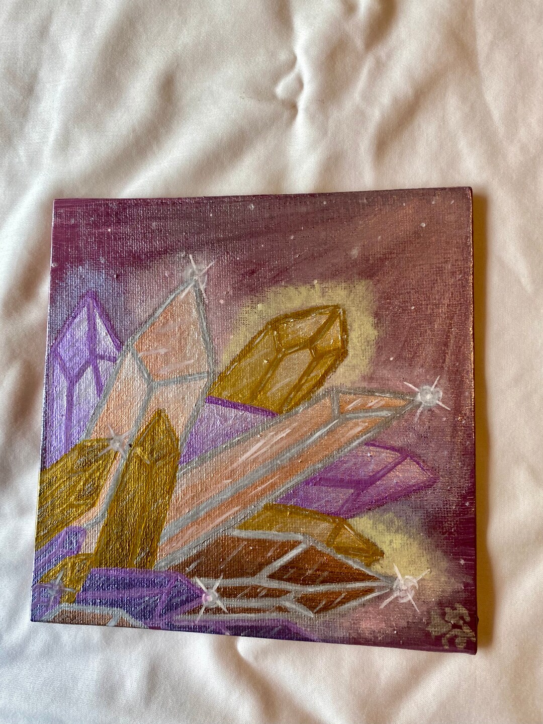 Cluster of Crystals Acrylic Painting, Crystals, Healing Crystals - Etsy