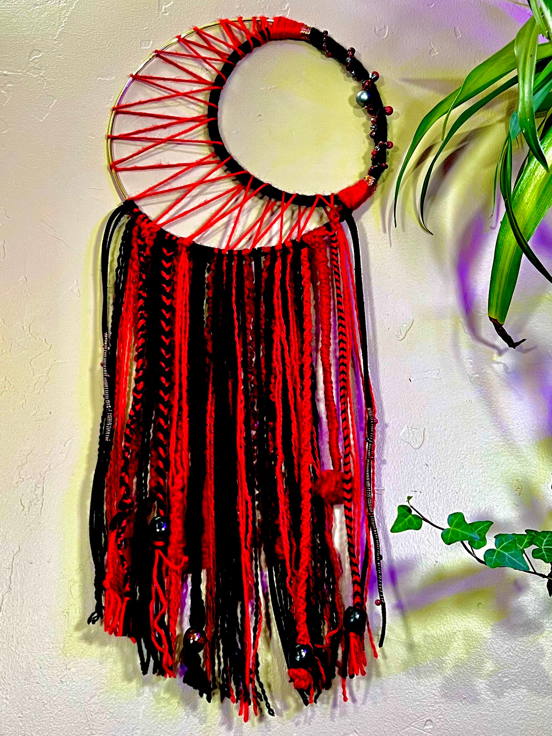 Crescent Moon Macrame Hoop Wreath | Macrame Hoop Wall Hanging | Macrame ...