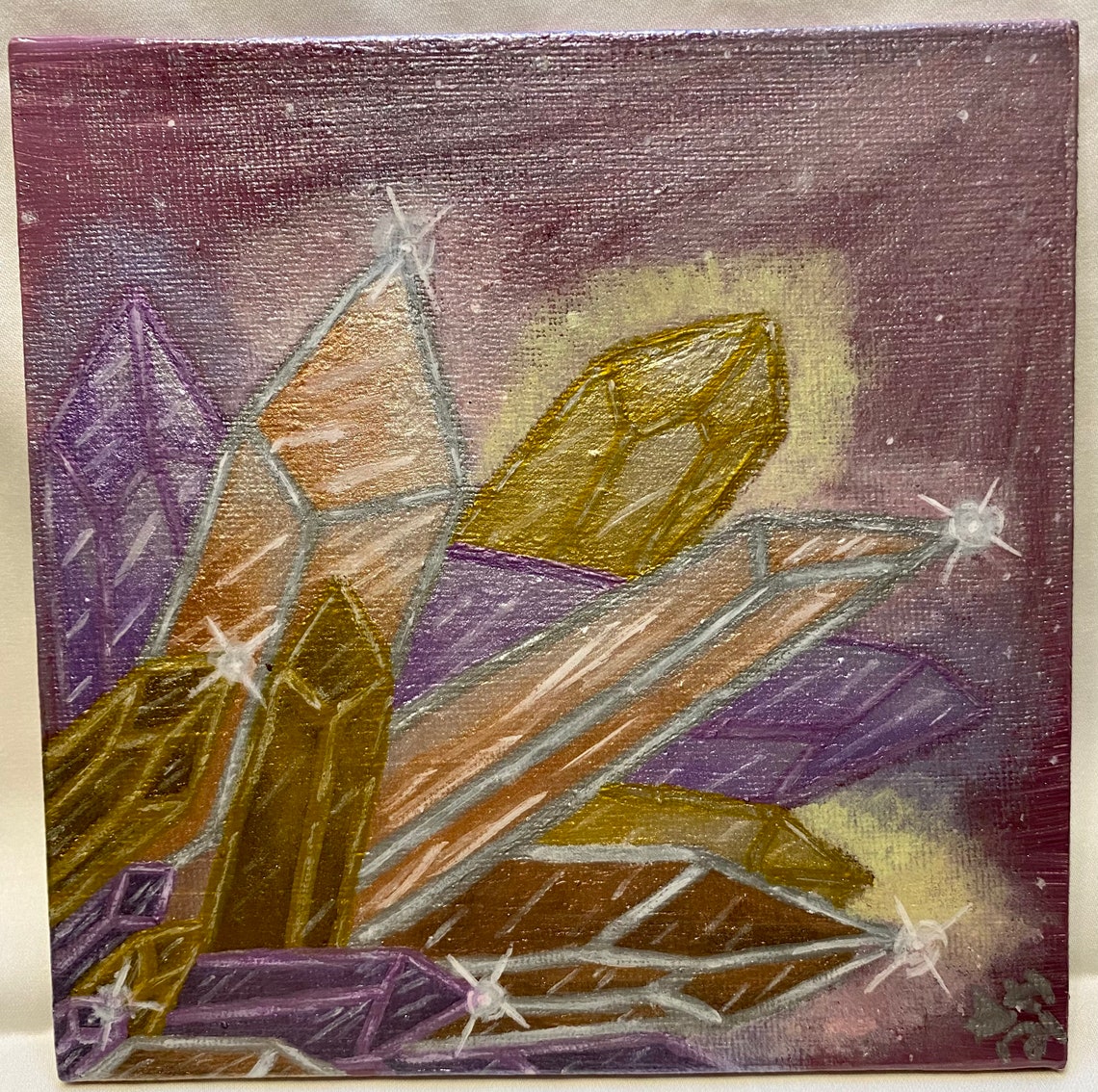 Cluster of Crystals Acrylic Painting, Crystals, Healing Crystals - Etsy UK