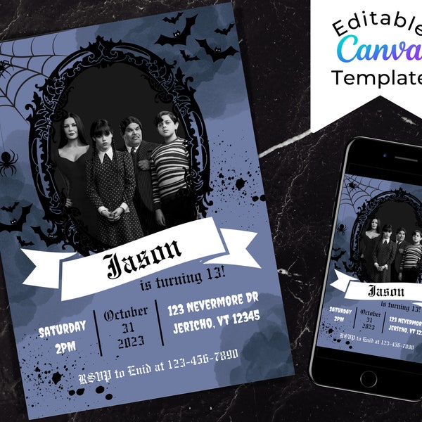 Editable Addams Family Invite - Etsy