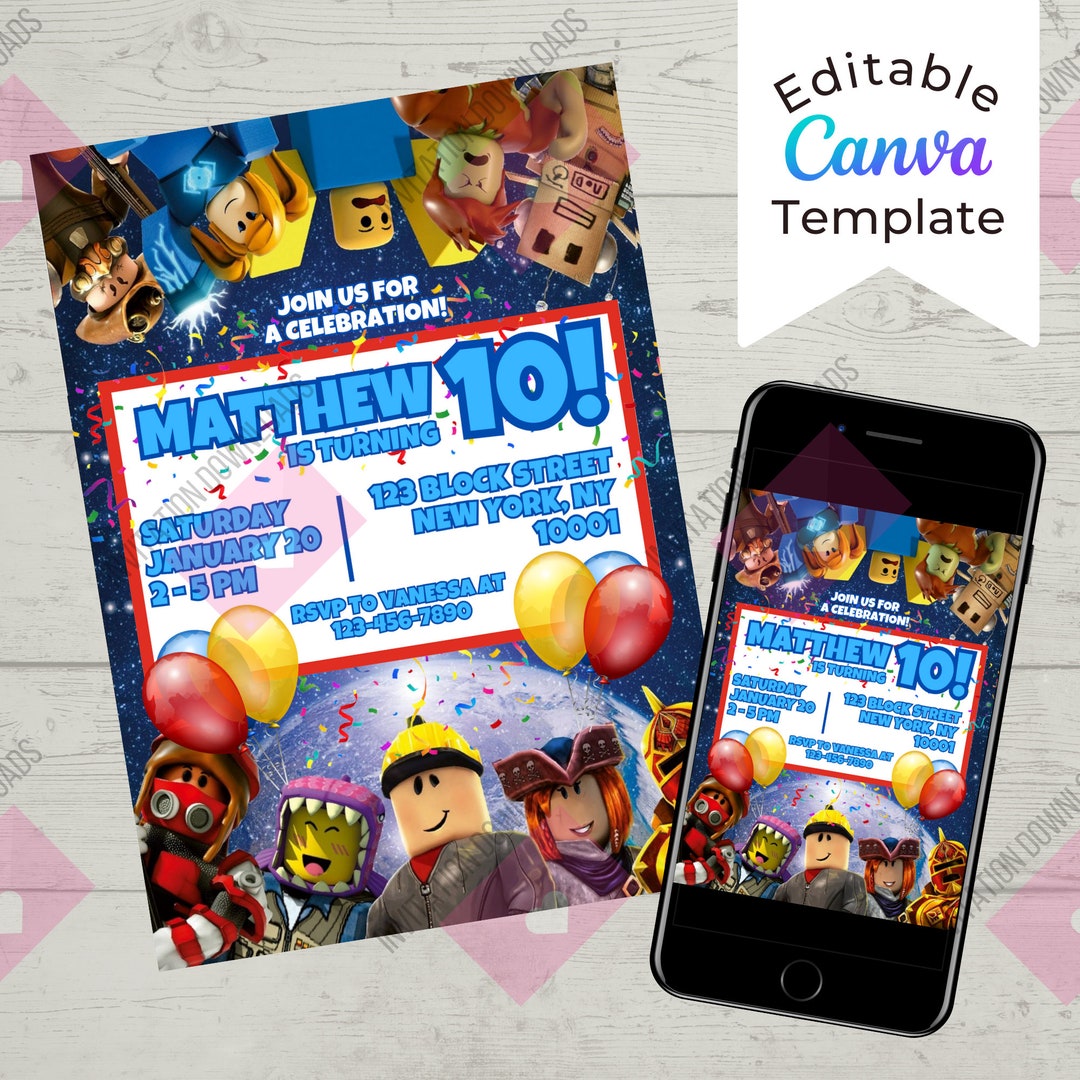 Invitación de cumpleaños de Roblox editable / Fiesta de juegos - Etsy ...