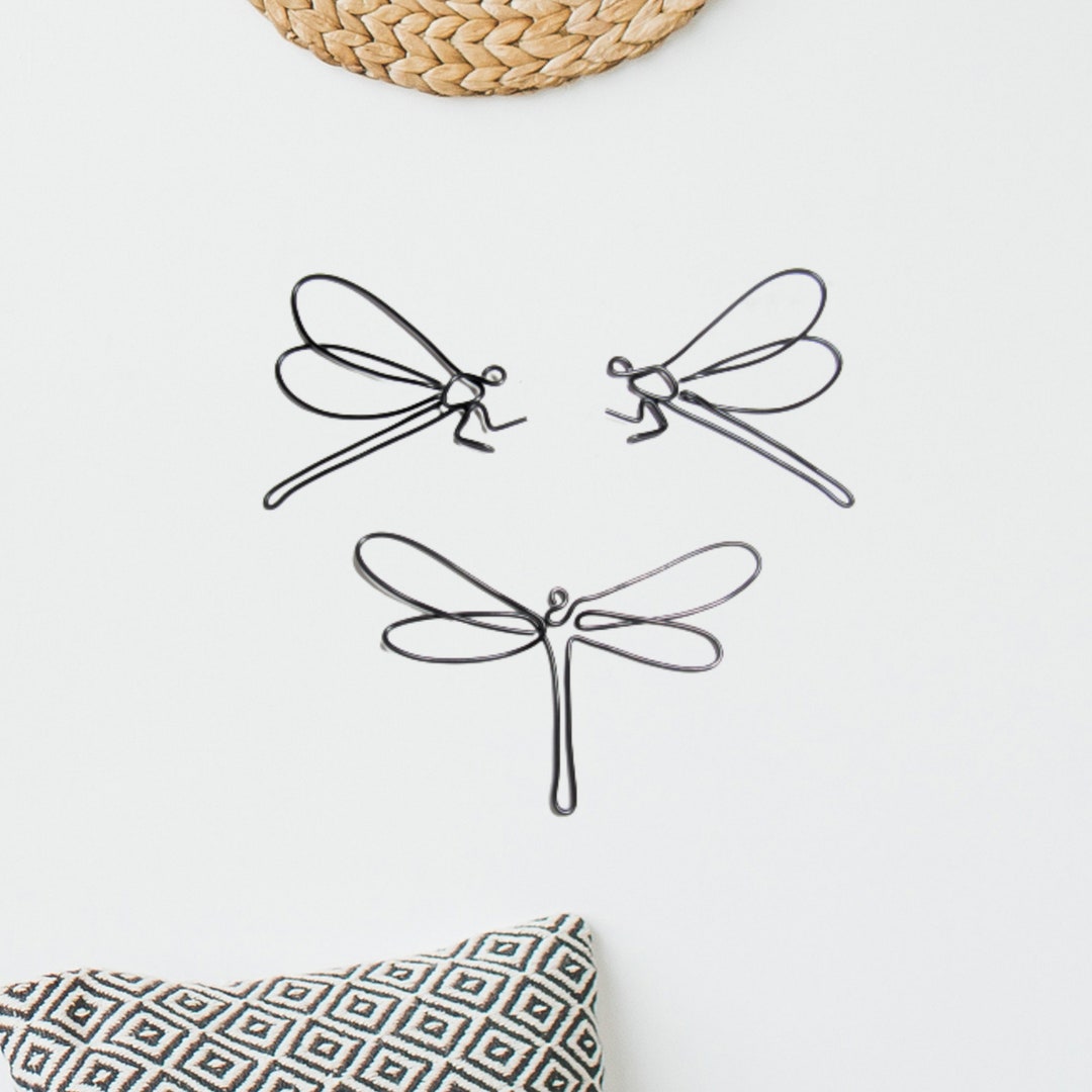 Dragonfly Sign Metal Wall Art, Dragonfly Gift Wire Wall Art Decor ...