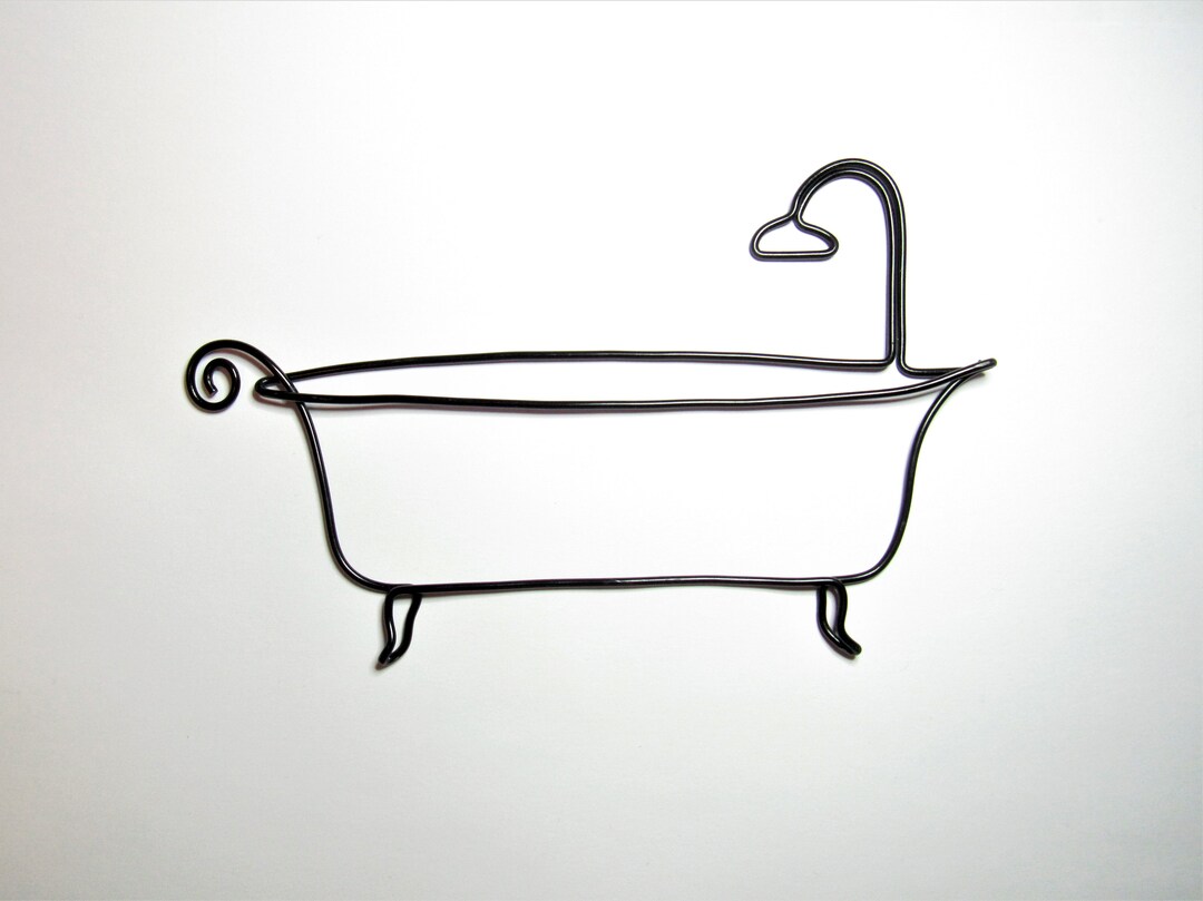 Bathroom Door Sign Bathtub Wire Wall Art Bathroom Signs, Modern Metal ...