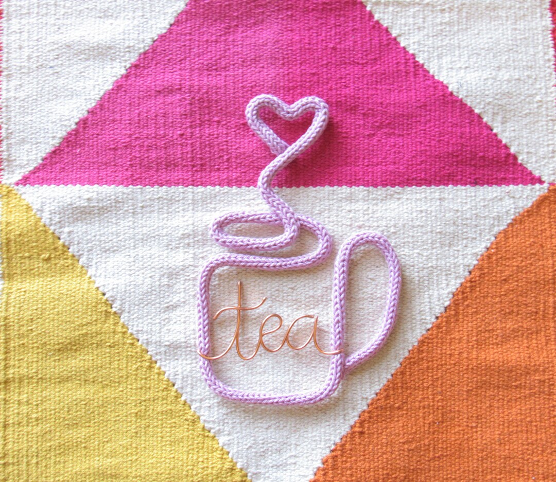 Knitted Wire Tea Cup Wall Art Tea Lover Gift Tea Cup Sign Kitchen Wall ...