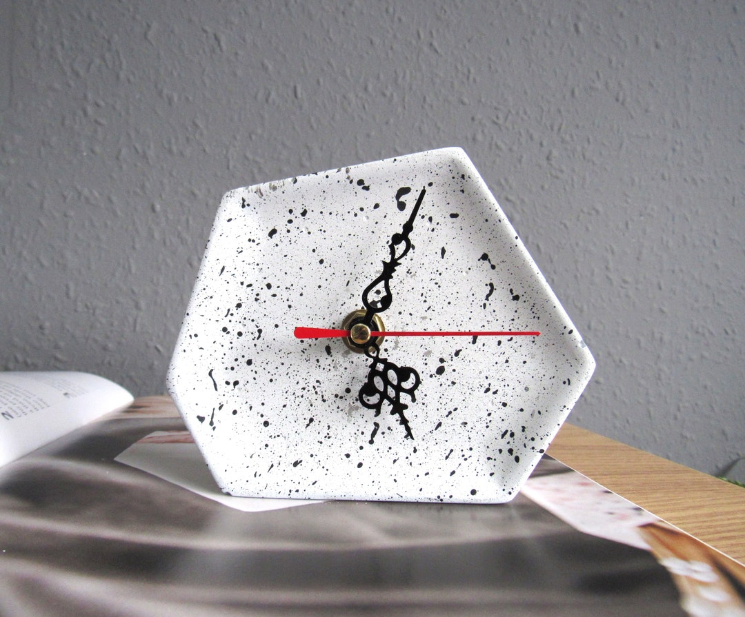 Modern Desk Clock Silent Mantle Clock Tabletop Concrete Clock Office ...