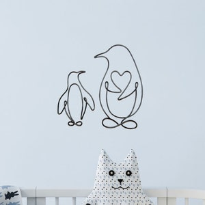 Penguin Gift Wire Wall Art Decor Sign Christmas Ornament, Mom and Baby ...
