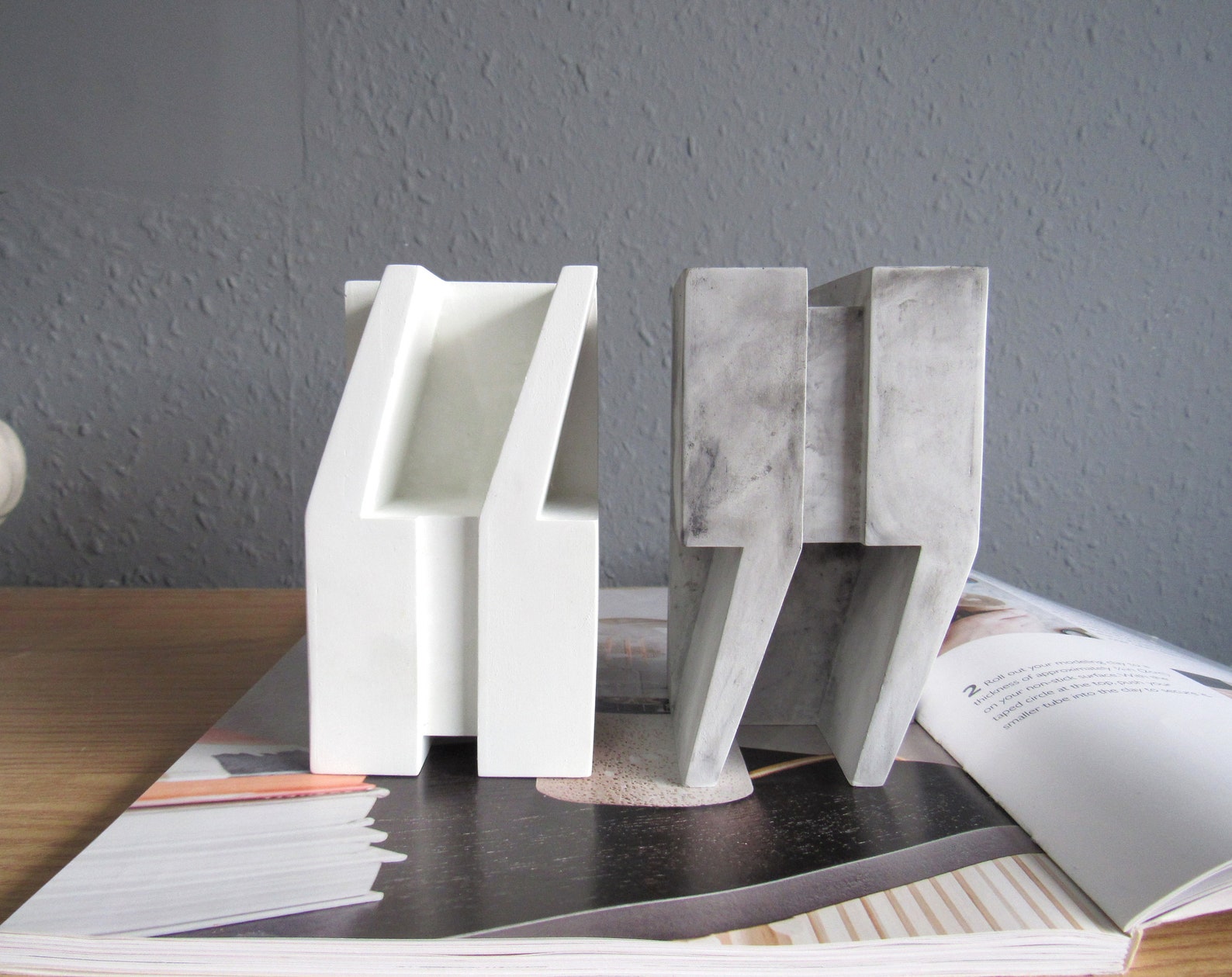 Speech Mark Bookend Gift Concrete Bookends Bookshelf Decor Book Holder ...