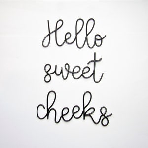 Wire Hello Sweet Cheeks Sign Wire Words Wall Art Funny Bathroom Sign ...